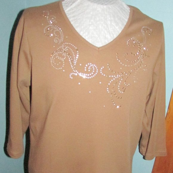 CRACKER FACTORY | Tops | Cracker Factory X Lovely Tan Sequined Top 34 ...
